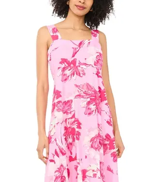 Vince Camuto Square Neck Tiered Maxi Dress - Raspberry Sorbet
