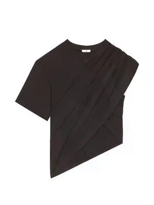 COURREGES Asymmetric Draped T-shirt - Brown