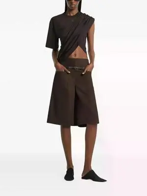 COURREGES Asymmetric Draped T-shirt - Brown