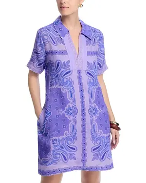 Johnny Was Paisley Print Henley Dress