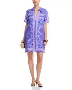 Johnny Was Paisley Print Henley Dress
