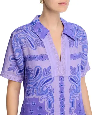 Johnny Was Paisley Print Henley Dress