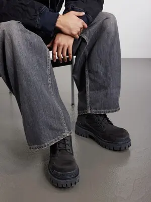 Balenciaga Nubuck-trimmed Suede Lace-up Boots - Brown