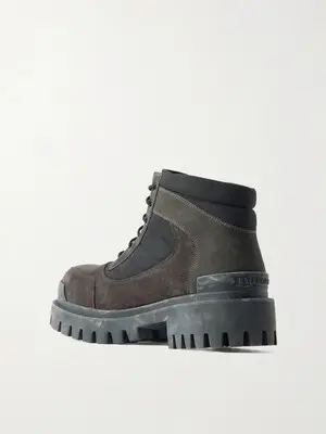 Balenciaga Nubuck-trimmed Suede Lace-up Boots - Brown