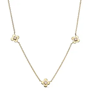 ANA LUISA Solid Gold Flower Station Necklace - Gold/diamond