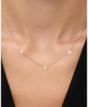 ANA LUISA Solid Gold Flower Station Necklace - Gold/diamond