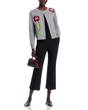 SIONI Double Knits Flower Embroidery Boyfriend Cardigan Sweater