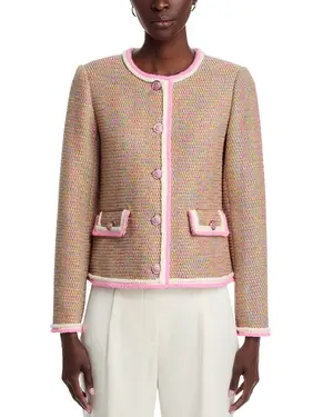 T Tahari Braided Trim Button Down Jacket