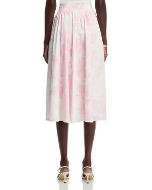 T Tahari Pull On Printed Midi Skirt - Etheral Garden