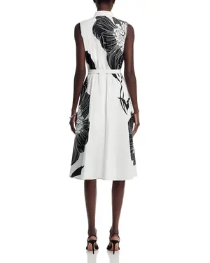 T Tahari Split Neck Fit & Flare Dress