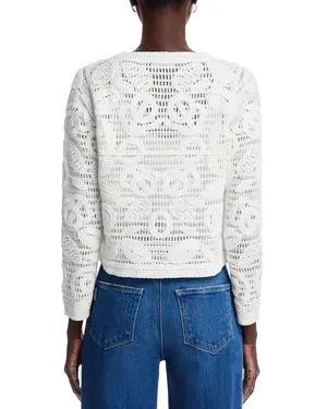 T Tahari Novelty Crochet Button-front Cardigan