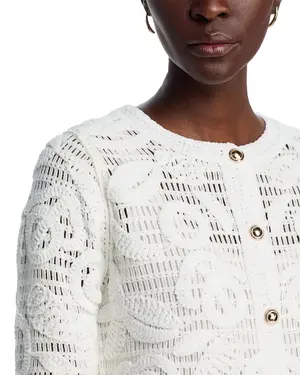 T Tahari Novelty Crochet Button-front Cardigan
