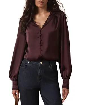 Mint Velvet Satin Long Sleeve Blouse