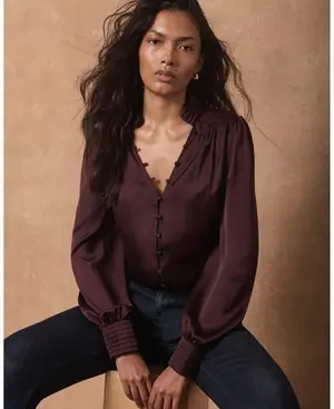 Mint Velvet Satin Long Sleeve Blouse