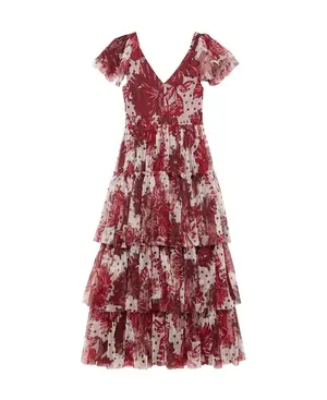 Mint Velvet Floral Print Tulle Midi Dress
