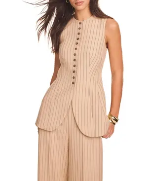 Mint Velvet Pinstripe Longline Waistcoat