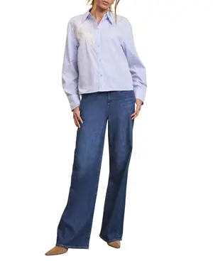 Mint Velvet Stripe Embroidered Shirt