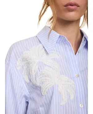 Mint Velvet Stripe Embroidered Shirt