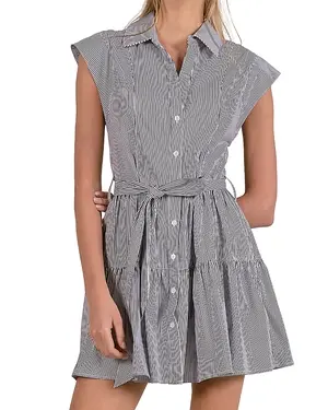 Elan Cap Sleeve Tiered Dress - Dark Navy