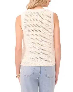 1.State Openwork Crewneck Tank - Eggnog