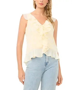1.State Ruffled V-neck Blouse - Pastel Yellow