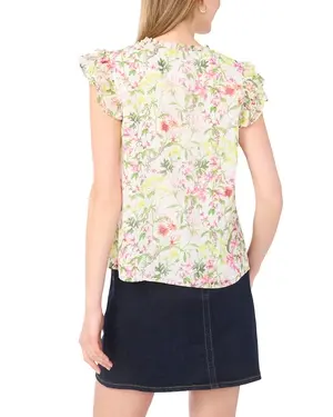 Vince Camuto Split Neck Flutter Sleeve Blouse