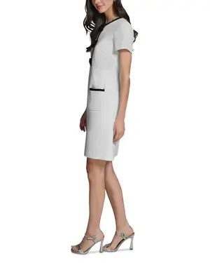 Karl Lagerfeld Paris Contrast Bow Tweed Shift Dress
