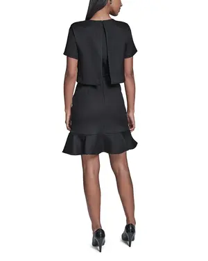 Karl Lagerfeld Paris Flower Button Tweed Dress