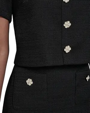 Karl Lagerfeld Paris Flower Button Tweed Dress