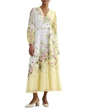 HOBBS LONDON Ariel Silk Dress - Yellow Multi