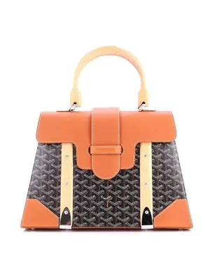 Goyard Mm Saigon Top Handle Bag Coated Canvas With Leather - Brown