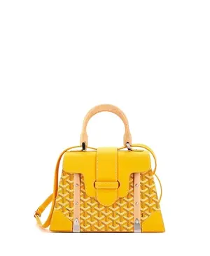 Goyard Pm Saigon Top Handle Bag Coated Canvas With Leather - Yellow