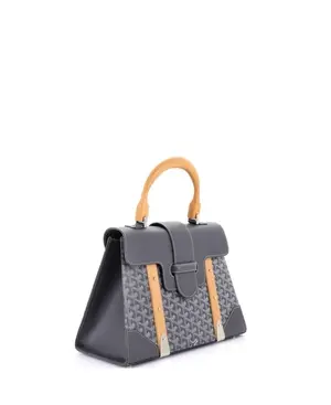 Goyard Saigon Mm Top Handle Bag Coated Canvas With Leather - Gray