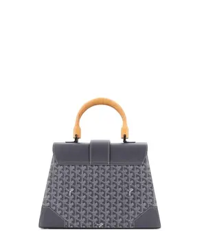 Goyard Saigon Mm Top Handle Bag Coated Canvas With Leather - Gray