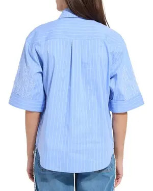Lyssé Striped Embroidered Sleeves Shirt