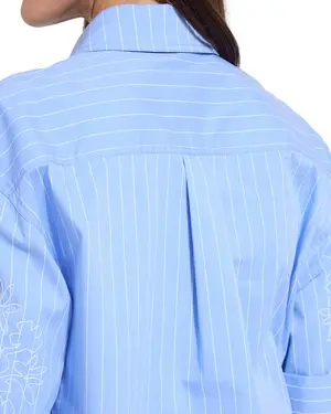 Lyssé Striped Embroidered Sleeves Shirt