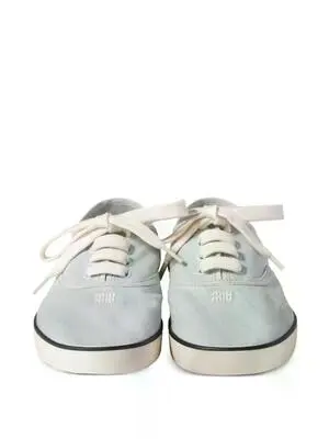 Miu Miu Embroidered Logo Drill Sneakers - Blue