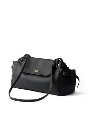 Prada Carry Medium Leather Shoulder Bag - Black