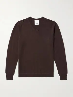 ALLUDE Cashmere V-neck Sweater - Brown