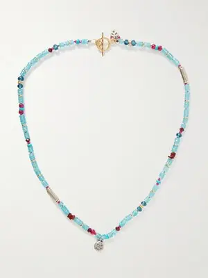 PEYOTE BIRD Gold-plated And Sterling Silver Multi-stone Beaded Necklace