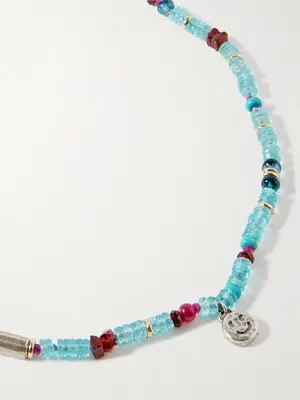 PEYOTE BIRD Gold-plated And Sterling Silver Multi-stone Beaded Necklace
