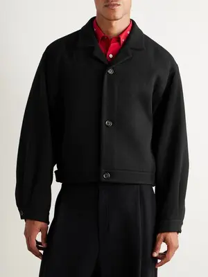AMOMENTO Cropped Wool-blend Jacket - Black