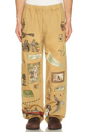 SAMUEL ZELIG Embroidered Twill Trail Pants - Khaki