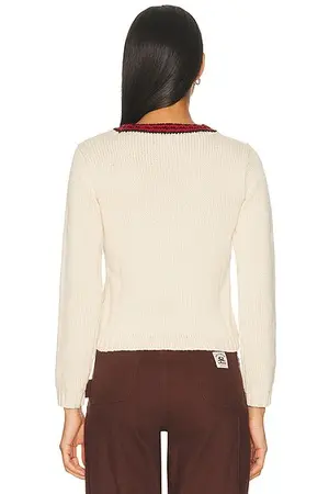 BODE Spaniel Embroidered Cropped Sweater - Cream