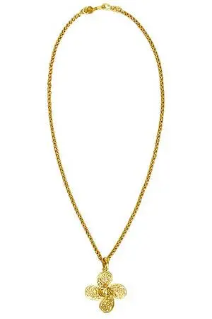 Chanel 1995 Cc Swirl Cross Necklace - Gold