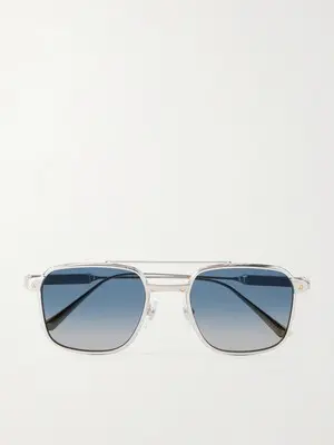 Cartier Santos De Aviator-style Sunglasses - Silver