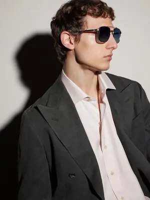 Cartier Santos De Aviator-style Sunglasses - Silver