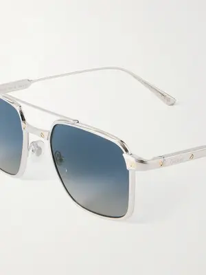 Cartier Santos De Aviator-style Sunglasses - Silver