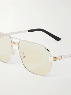 Cartier Santos Aviator-style Sunglasses - Silver