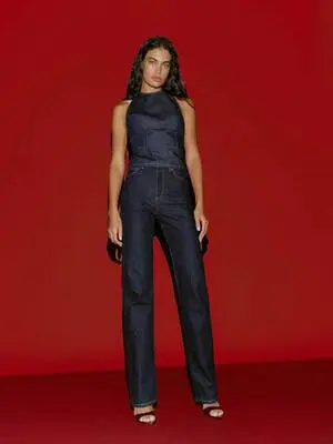 REFORMATION Alexie Denim Halter Top